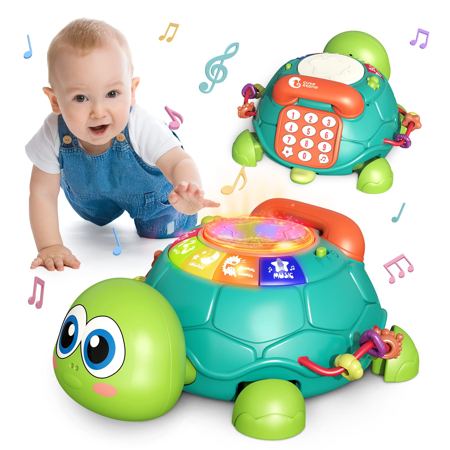 CUTE STONE Electric Action Toys, Baby Toys 6 to 12 Months, Musical Tur
